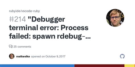 debugger terminal error process failed spawn rdebug ide enoent when