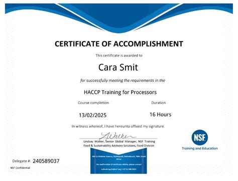 Cara Smit On Linkedin I Am Happy To Announce That I Have Completed My Haccp For Processors…
