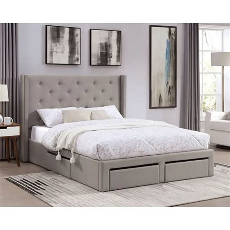 Ammad Tufted Upholstered Low Profile Storage Platform Bed Vigshome