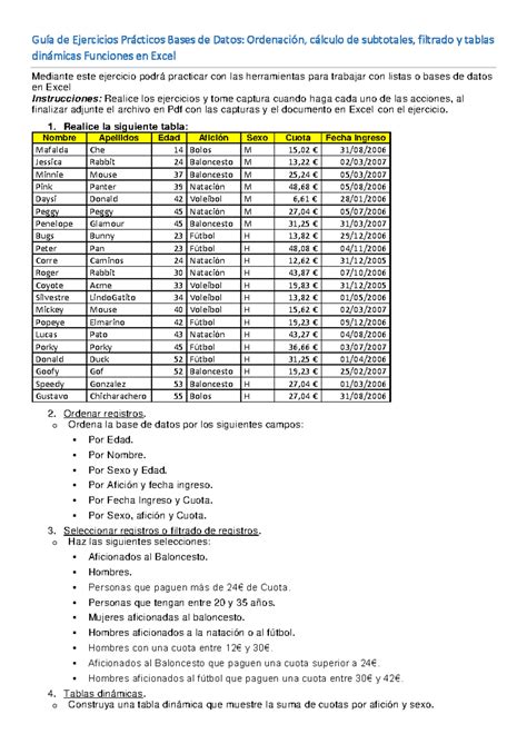 Guía De Ejercicios Prácticos Bases De Datos Guía De Ejercicios