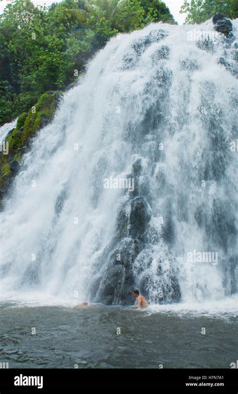 Pohnpei Micronesia Kepirohi Waterfalll In Forest With Water Flow With