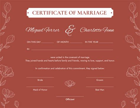 Decorative Marriage Certificate Template Highfile