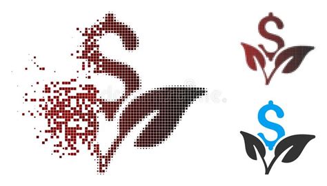 Decomposed Pixel Halftone Eco Business Startup Icon Stock Vector