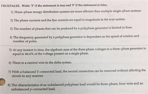 Solved True False Write T If The Statement Is True And F