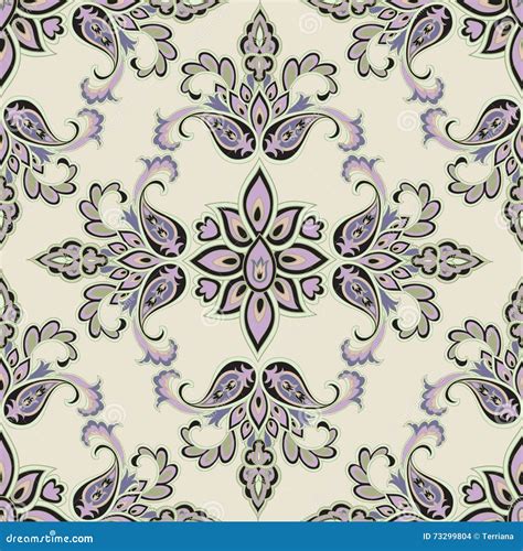 Oriental Floral Seamless Pattern Flower Geometric Ornament Stock Illustration Illustration Of