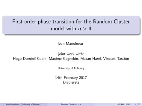 [ppt] First Order Phase Transition For The Random Cluster Model With