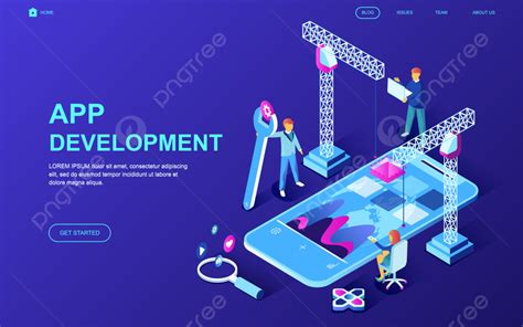 Modern Flat Design Isometric Concept Of App Development Decorated People Character For Website
