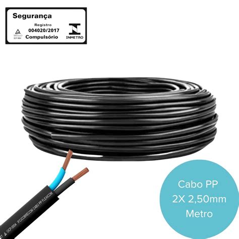 Cabo Fio Flexível Pp 2x25 Mm Preto Por Metro Broketto Materiais