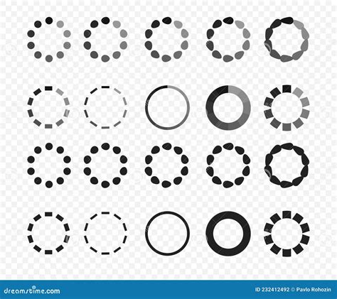 Web Load Page Template Concept Loader Circle Icon Set In Flat Stock Vector Illustration Of