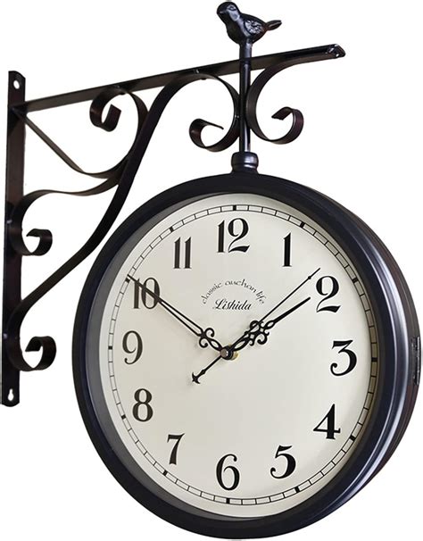 Double Sided Clock Waterproof Outdoor Clock For Patio Garage Area Antique