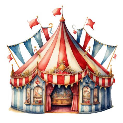 10 Png Watercolor Circus Tent Clipart Vintage Carnival Art For