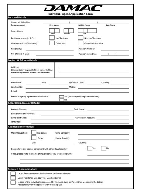 Individual Agent Application Form Pdf
