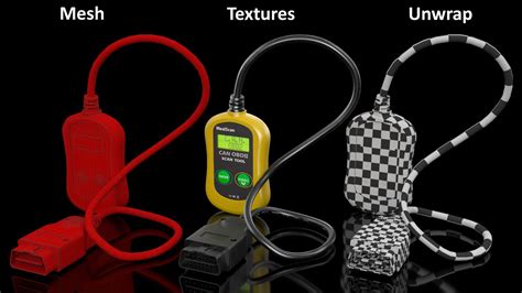 Obd2 Code Reader Yellow Vertical Position 3d Model 34 3ds Blend C4d Fbx Max Ma Lxo