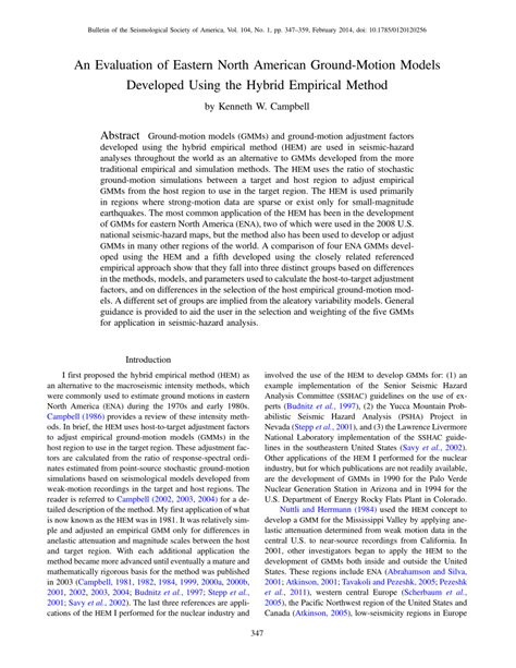 Pdf Ground Motion Simulation Using The Hybrid Empirical Method Issues And Insights