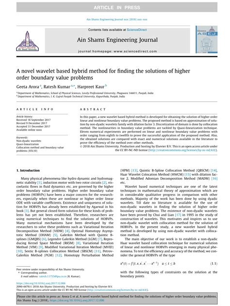 Pdf A Novel Wavelet Based Hybrid Method For Finding The Solutions Of