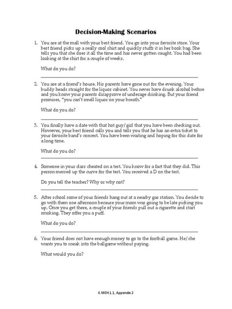 Decision Making Scenarios Pdf Choice Cognitive Science