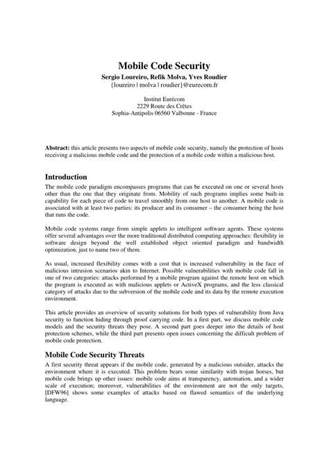 Pdf Mobile Code Security