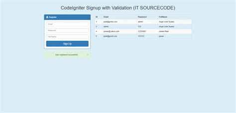 Simple Registration Form In Codeigniter With Database