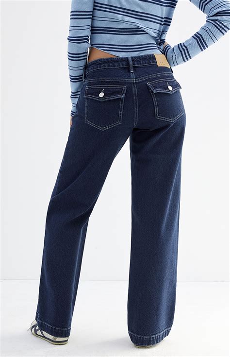 Pacsun Dark Indigo Seam Low Rise Girlfriend Jeans Pacsun
