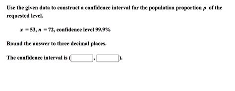 solved use the given data to construct a confidence interval