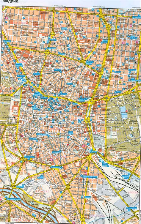 Испания карта центра Мадрида Подробная карта улиц центра Мадрида Испания Скачать бесплатно A0