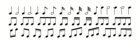 Illustration Depicting Diverse Musical Notes Such As Quarter Eighth And Sixteenth Notes