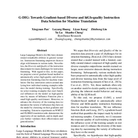 G Dig Towards Gradient Based Diverse And High Quality Instruction Data Selection For Machine