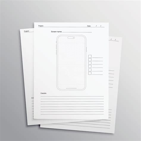 Printable Wireframe Sketching Sheet For Ux Ui Design Pdf Etsy