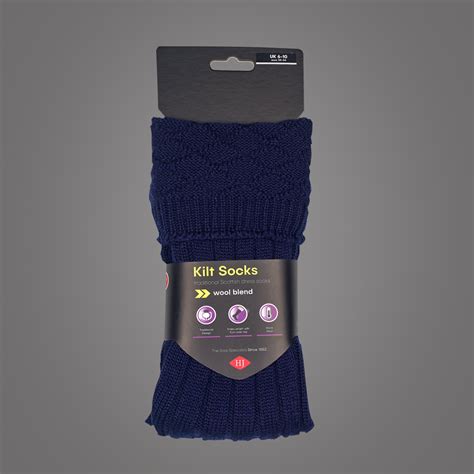Kilt Sock Wool Navy Scottish House