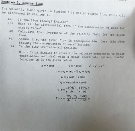 Solved Consider A Velocity Field Where The U Cx X2 Y And