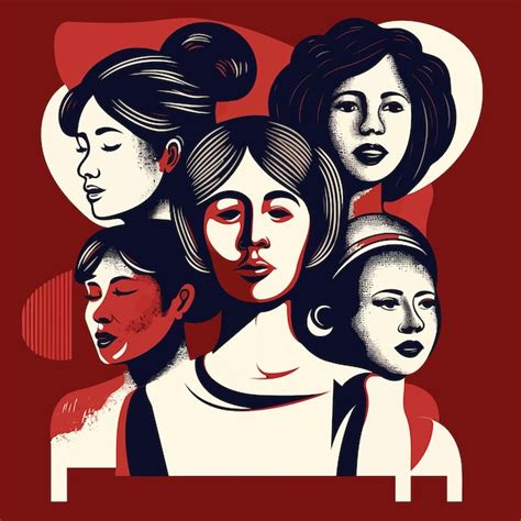 Premium Vector Group Of Adult Women Illustrating International Womens Day With Fictional