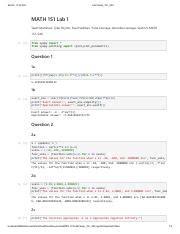 Mathematics Python Lab Calculations And Functions Course Hero