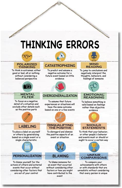 Thinking Errors Decor Sign Hanging Printed Wood Signs Thinking Errors Decor Sign Hanging Printed Wood Signs