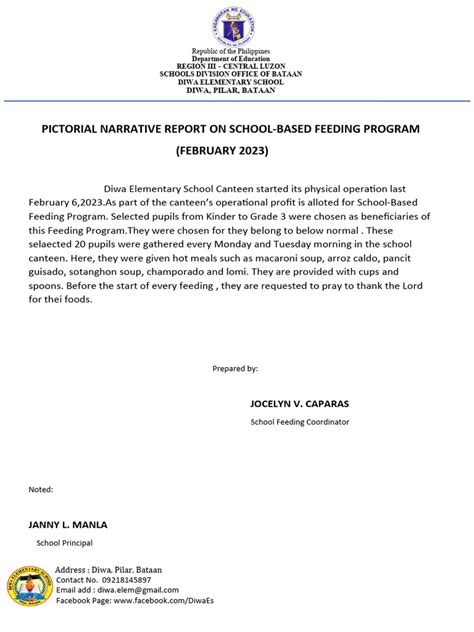 Narrative Report On Feeding 2023 Pdf