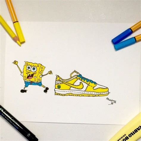 Nike Dunk Low X Sponge Bob Cartoon Dunks® Collection Pitt Artist Pens Sneaker Art Nike Dunks