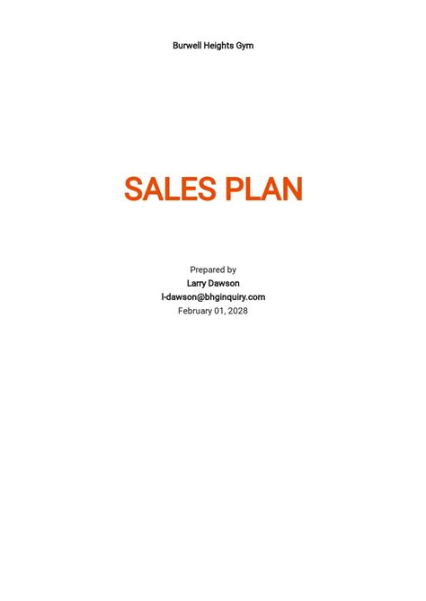 Gym Membership Sales Plan Template