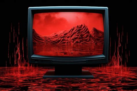 Premium AI Image Illustration Of Red Computer Screen In The Style Of Copies And Emula