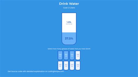 Daily Water Intake Goal Tracker Using Html Css And Javascript Source Code Coding Torque