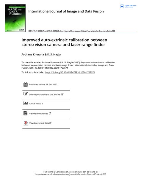 Pdf Improved Auto Extrinsic Calibration Between Stereo Vision Camera