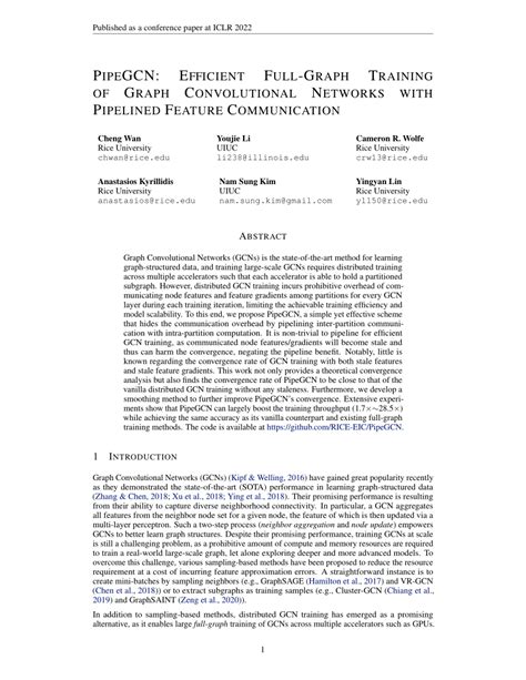 Pdf Pipegcn Efficient Full Graph Training Of Graph Convolutional