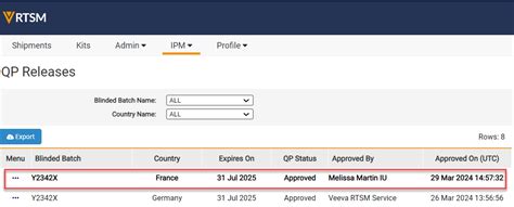 How To Approve The Qp Release In Rtsm Veeva Product Support Portal