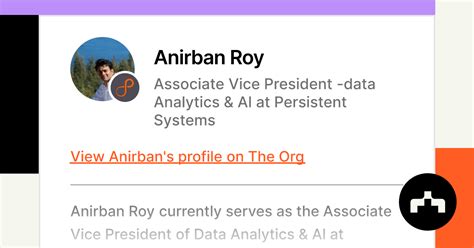 Anirban Roy Associate Vice President Data Analytics And Ai At Persistent Systems The Org