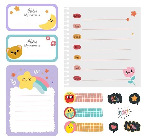 Premium Vector Flat Design Vector Cute Notes Journal Printable