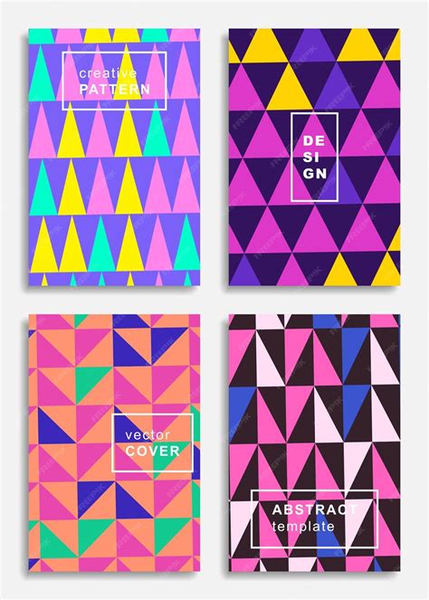 Premium Vector Abstract Trendy Geometric Posters Set With Multicolor Geometric Shapes In