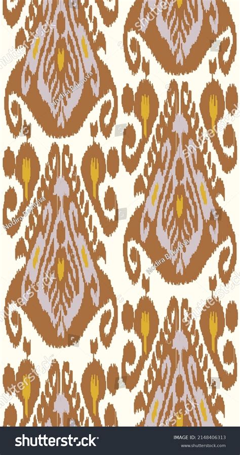 Traditional Silk Fabric Pattern Ikat Adras Stock Vector Royalty Free