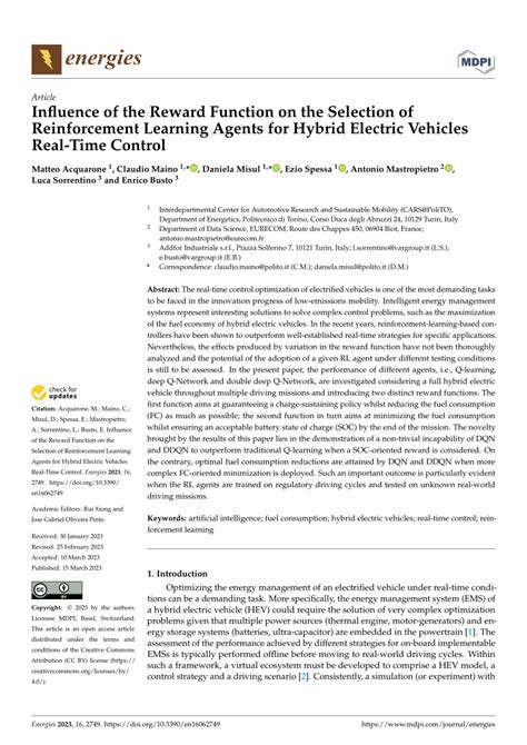Pdf Influence Of The Reward Function On The Selection Of