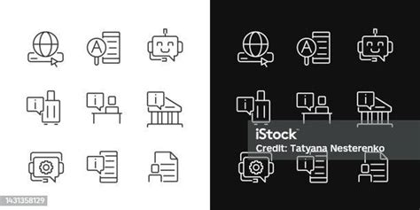 어두운 밝은 모드를위한 기술 지원 픽셀 완벽한 선형 아이콘 설정 0명에 대한 스톡 벡터 아트 및 기타 이미지 0명 검은색 그래픽 사용자 인터페이스 Istock