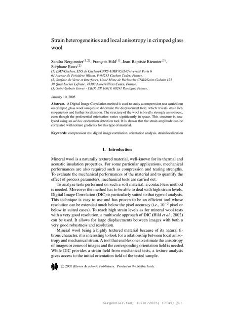 Pdf Strain Heterogeneities And Local Anisotropy In Crimped Glass Wool