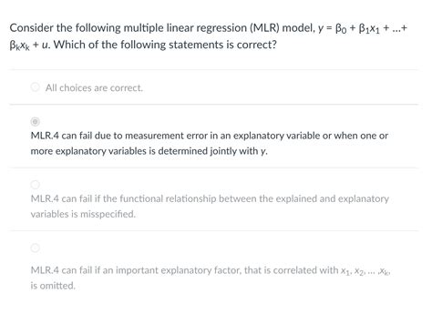 Solved Consider The Following Multiple Linear Regression
