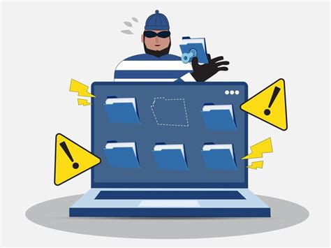 Hacker Steelt Document Map Pictogram Van Laptop Scherm Systeem Waarschuwing Waarschuwing Voor